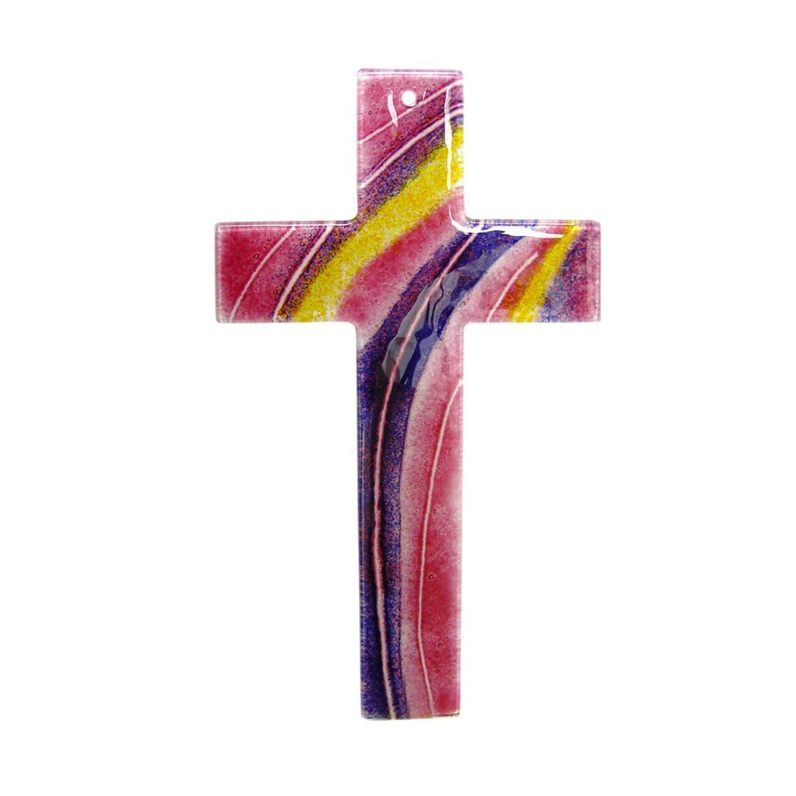 Glass Cross in Modern Design, Violet on Opaque-white, 11 Inch (28 Cm ...