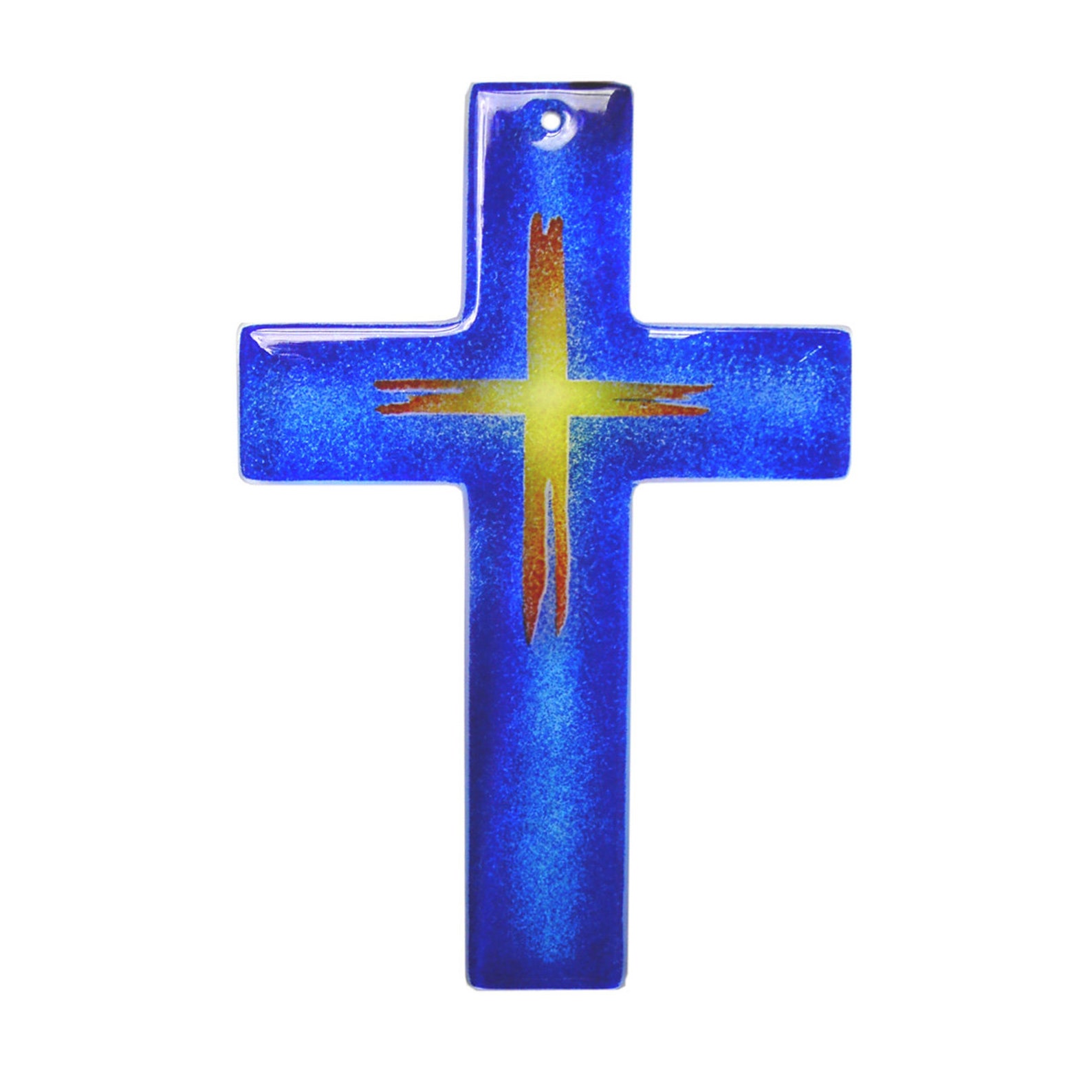Glass Cross Blue With Motif Cross (24 Cm), Glaskreuz - Etsy