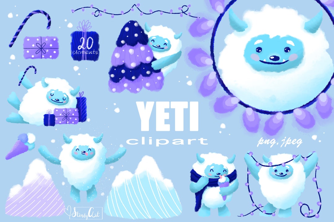 Christmas Yeti Clipart Bigfoot Png, Watercolor Yeti Png With Christmas ...