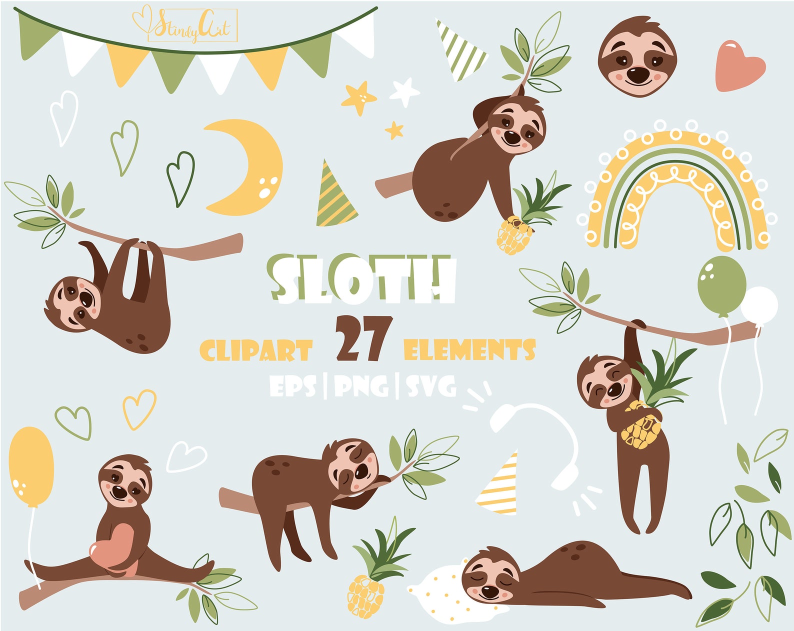 Sloth Svg for Cricut, Sloth Hanging Png for Sublimation Designs ...