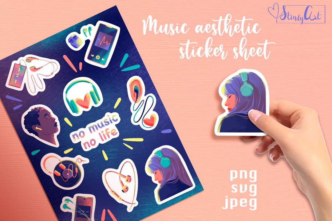 Music Aesthetic Sticker Sheet, Bujo Sticker Sheet, Planner Sticker ...