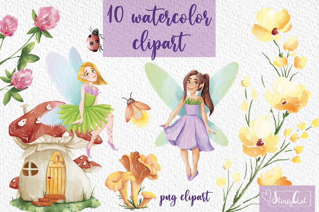 Fairy Png, Watercolor Fairies With Flower Clip Art, Mushroom House ...