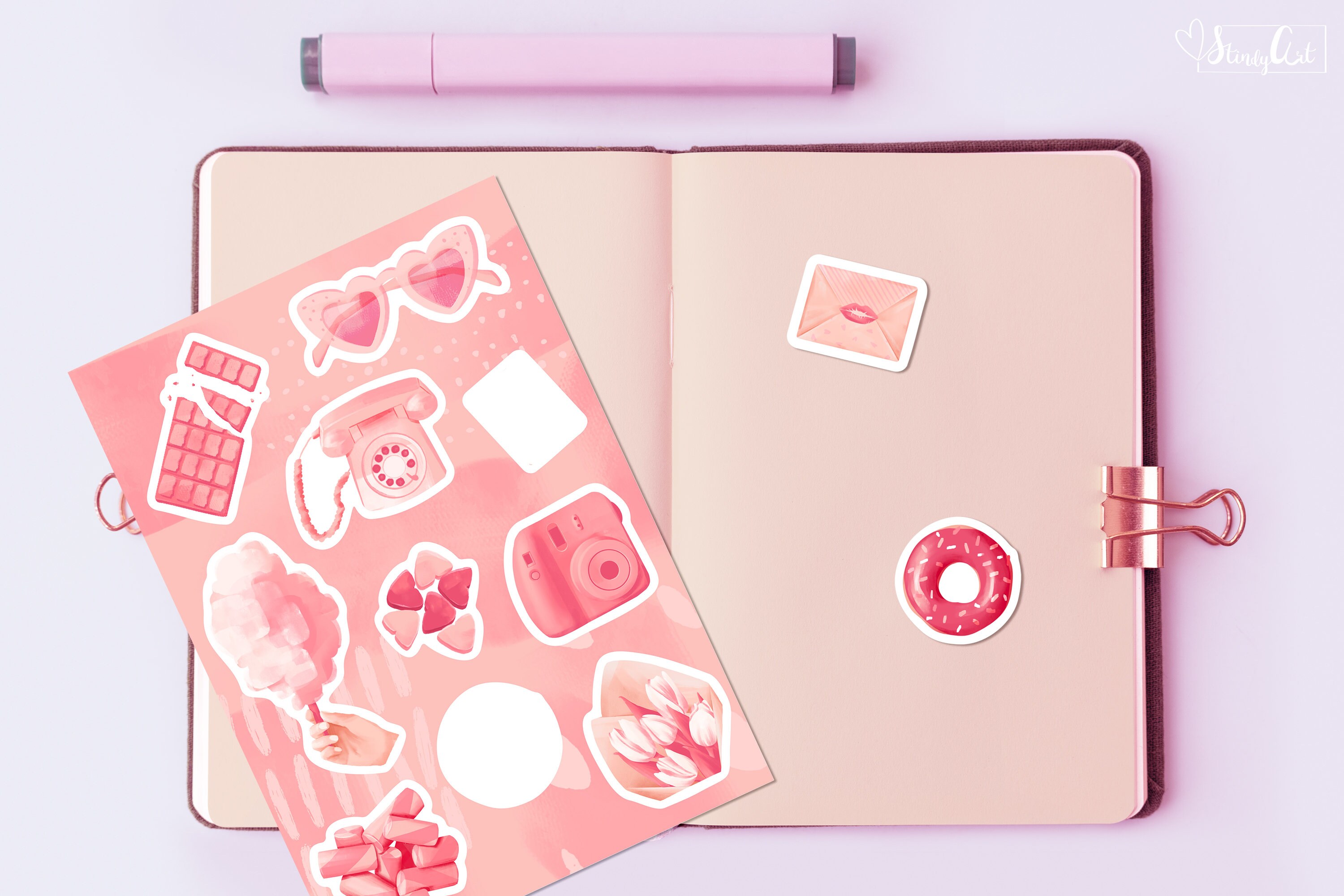 Pink Aesthetic Printable Sticker Sheet, Bujo Sticker Sheet, Barbie 