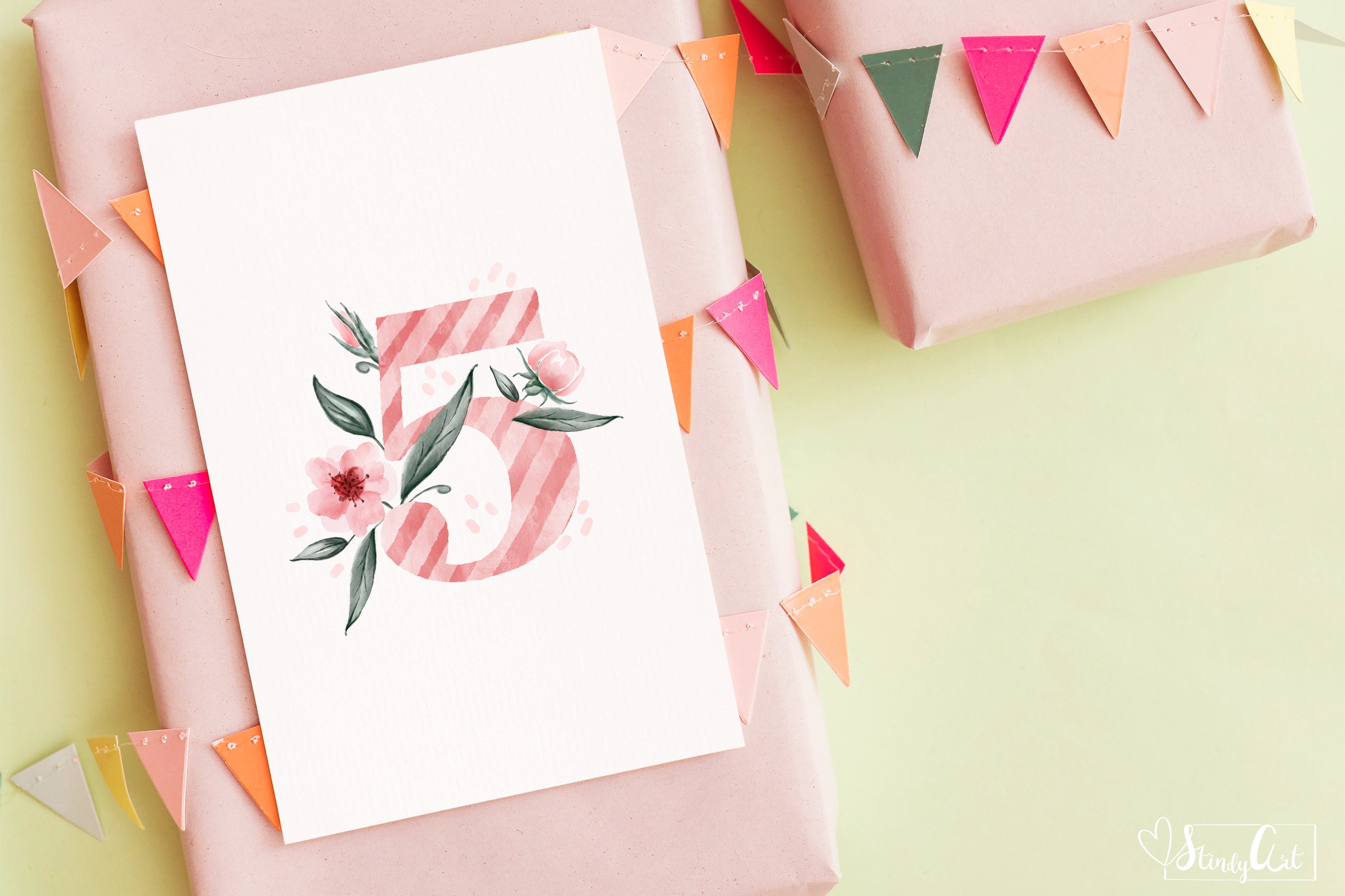 Watercolor Numbers Clipart With Flowers and Leaves, Floral Number Png ...
