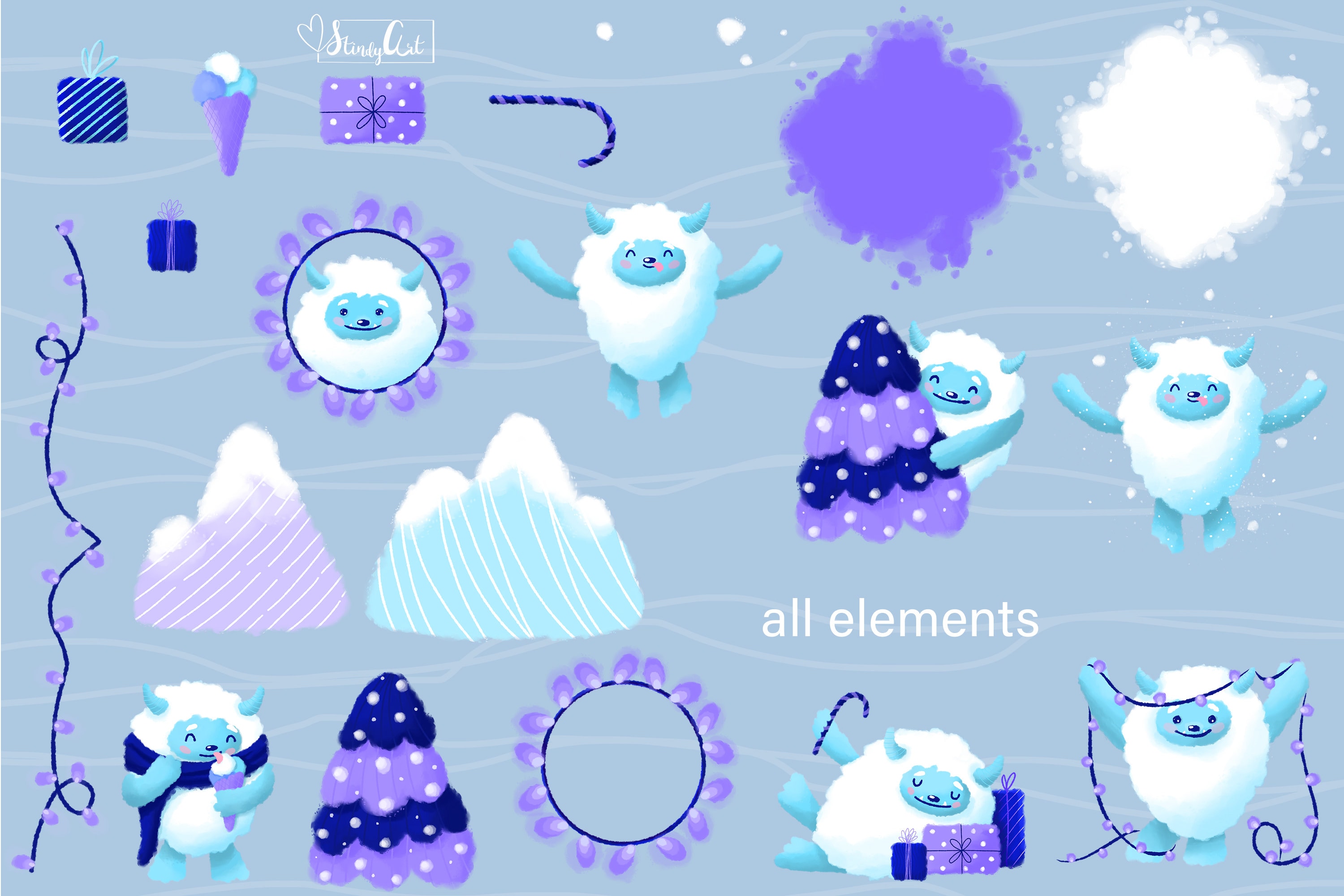 Christmas Yeti Clipart Bigfoot Png, Watercolor Yeti Png With Christmas ...