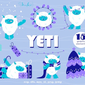Christmas Yeti Svg Bigfoot Svg, Cute Yeti Clipart With Snowflakes ...