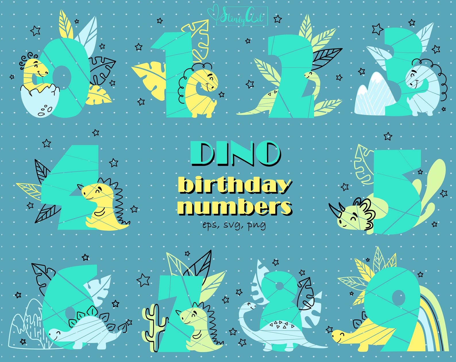 Dinosaur Birthday Numbers Svg, Dinosaur Clipart, Dinosaur Birthday ...