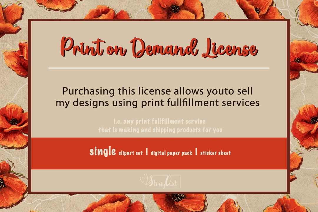 Print on Demand License for 1 (single) Clipart Set | Digital Paper Pack ...