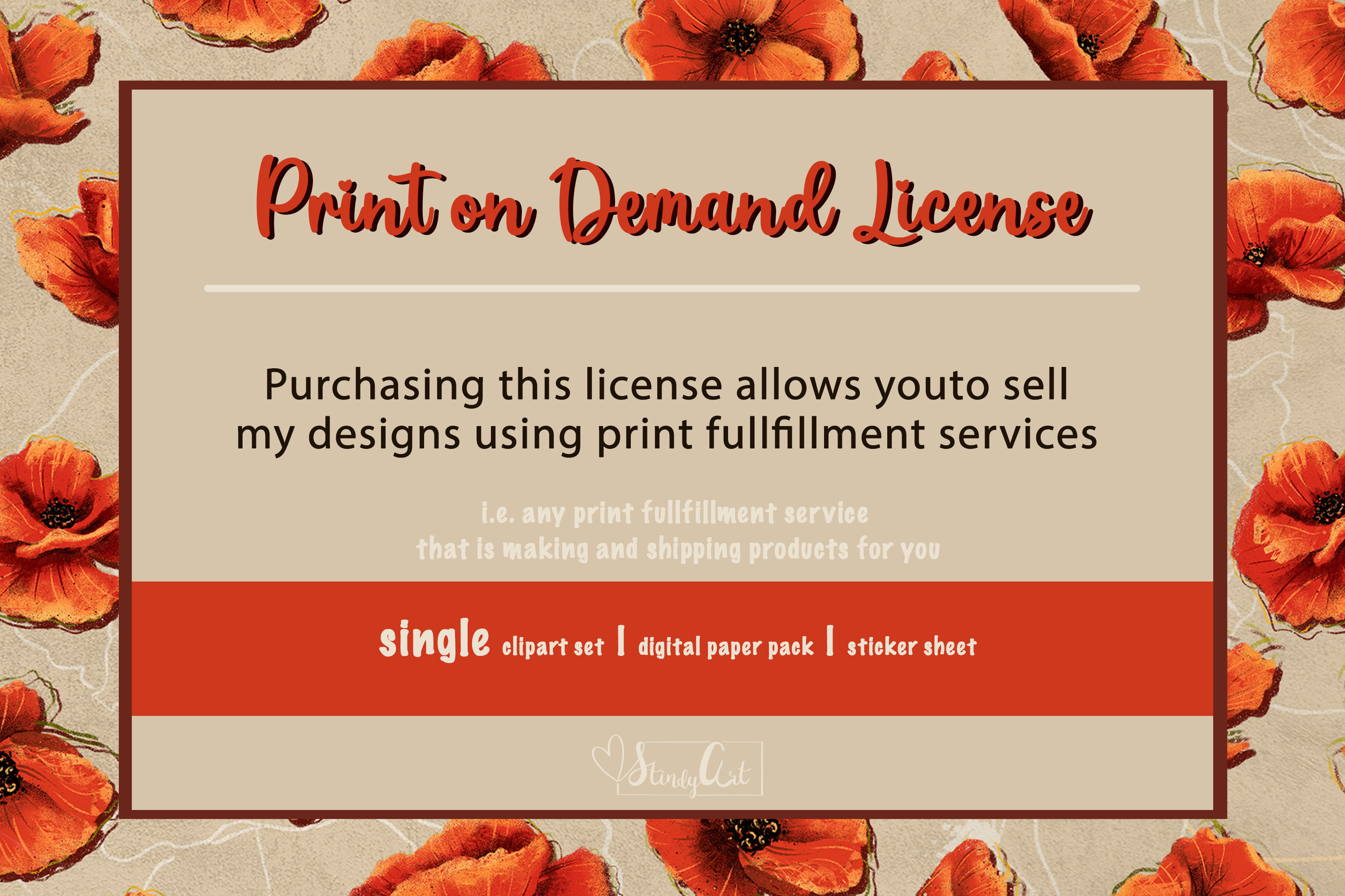 Print on Demand License for 1 (single) Clipart Set | Digital Paper Pack ...