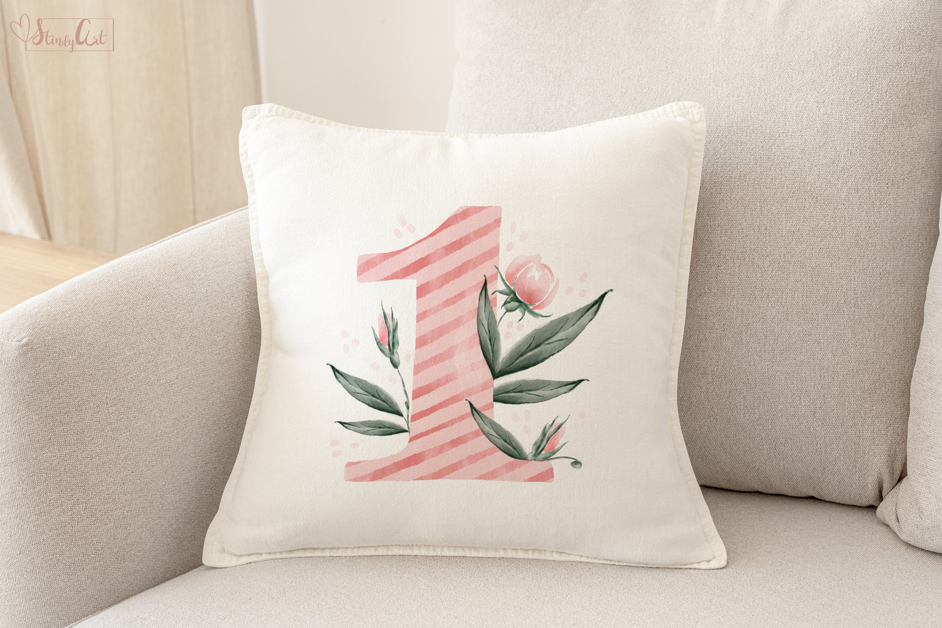 Watercolor Numbers Clipart With Flowers and Leaves, Floral Number Png ...