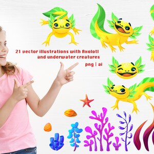 Axolotl Vector Files With Yellow Axolotl Clipart and Salamander Png ...