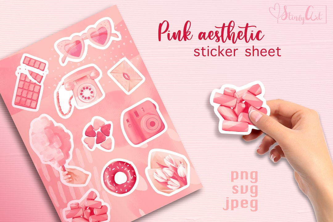 Pink Aesthetic Printable Sticker Sheet, Bujo Sticker Sheet, Barbie ...