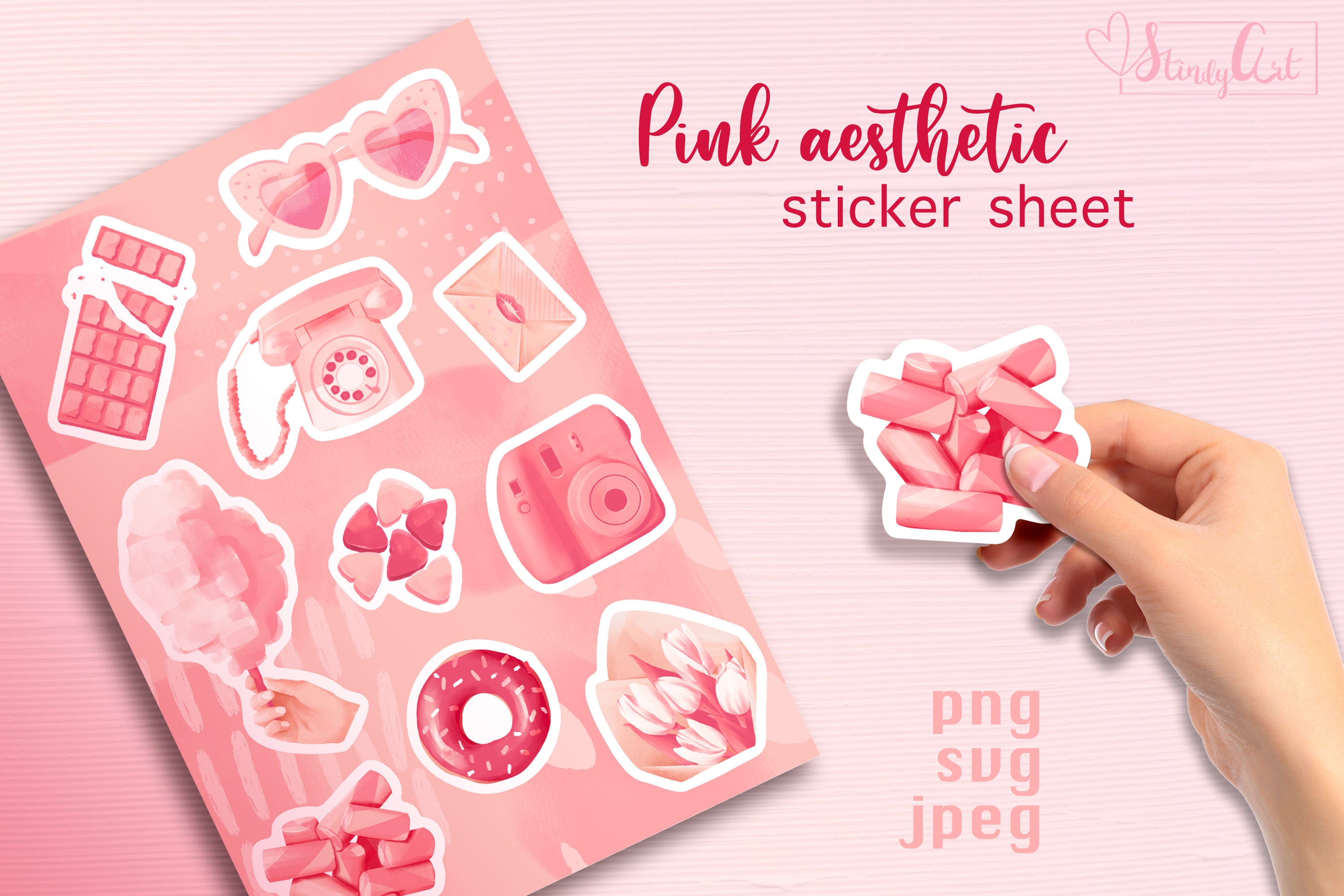 Pink Aesthetic Printable Sticker Sheet, Bujo Sticker Sheet, Barbie ...
