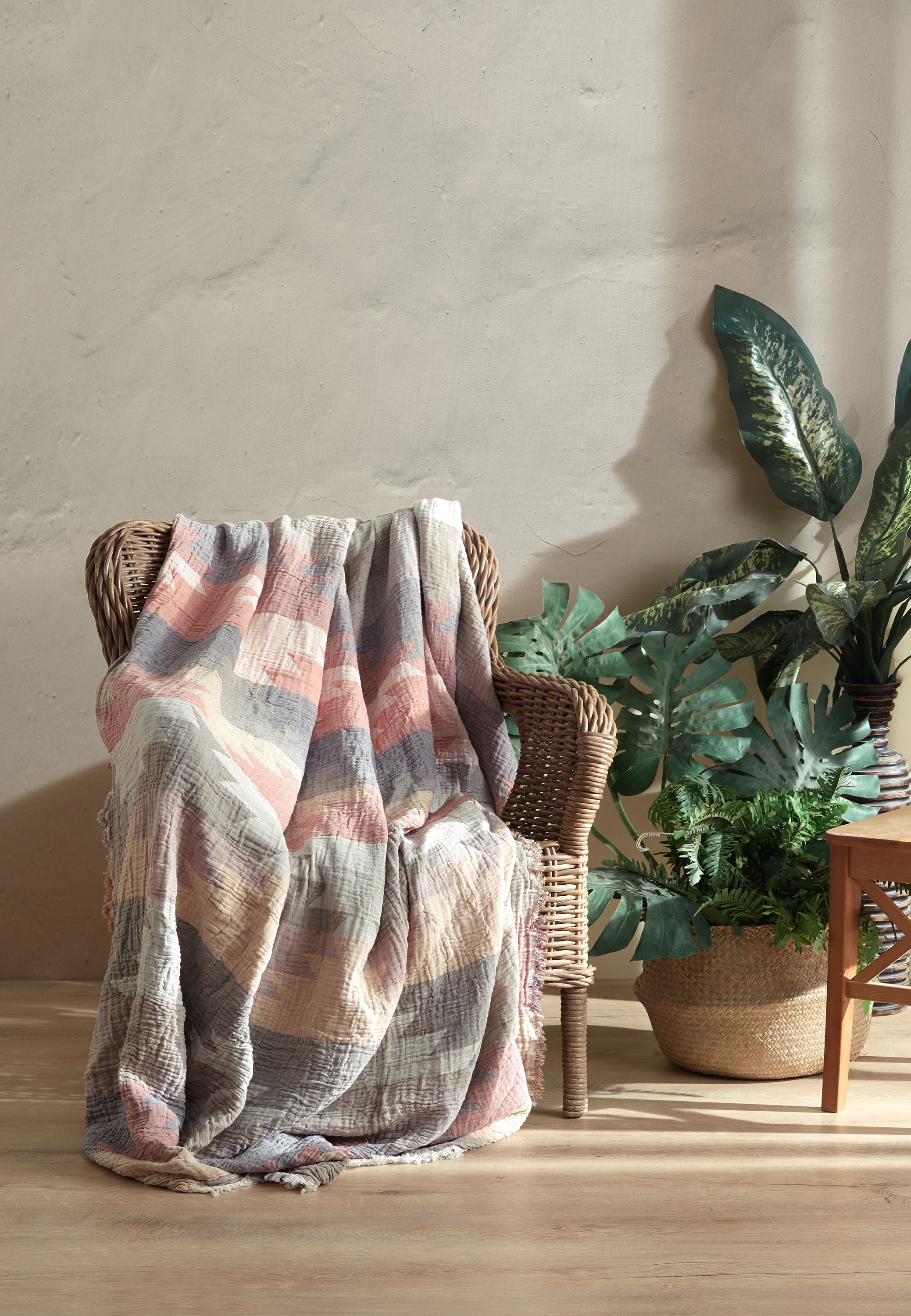 Boho Throw Blanket Aurora %100 Organic Cotton 3 Layered - Etsy