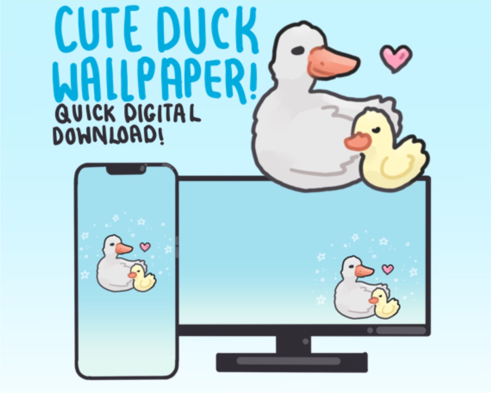Cute Duck Phone and Desktop Computer Wallpaper - Etsy