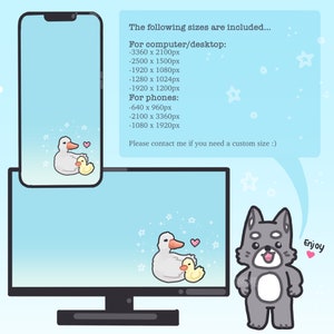 Cute Duck | Phone and Desktop Computer Wallpaper - Etsy