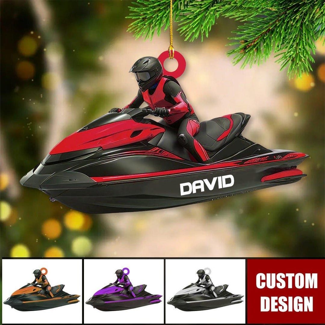 Personalized Jet Boat Ski Christmas Ornament, Jet Boat Ski Ornament ...