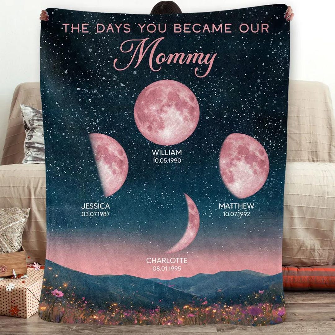 Personalized Moon Phase by Date, Custom Moon Phase Blanket, Mother’s ...