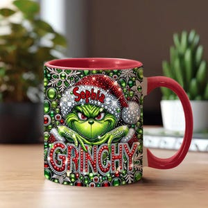 Personalized Grinch 3D Effect Accent Mug, Inflated Whoville Mug, Funny ...