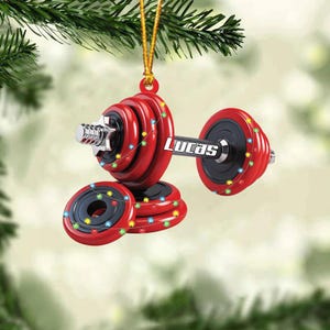 Personalized Gym Christmas Ornament, Fitness Dumbbell Weight Ornament ...