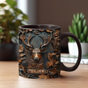 Personalized Stunning Deer Mug, 3D Embossed Effect Deer Hunting Mug for ...