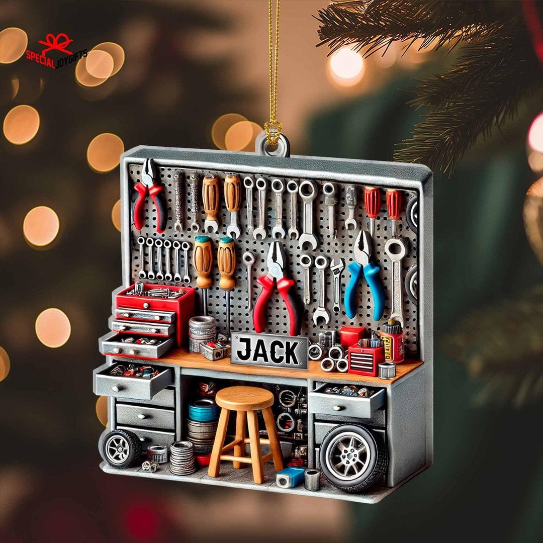 Personalized Mechanic Tool Box Christmas Ornament, Tools Garage ...