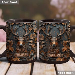 Personalized Stunning Deer Mug, 3D Embossed Effect Deer Hunting Mug for ...