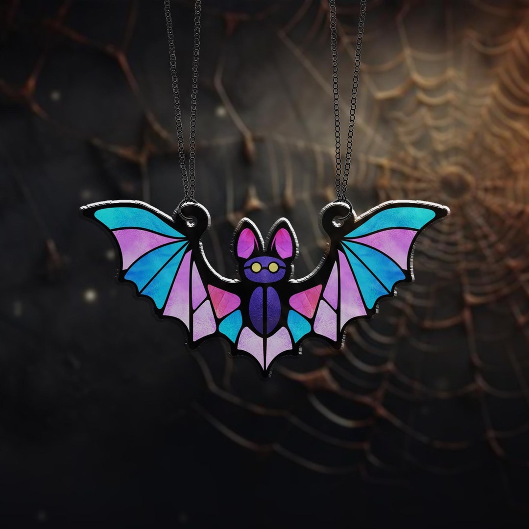 Gothic Bat Suncatcher, Stained Glass Bat Acrylic Suncatcher, Spooky Bat ...