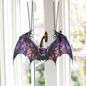 Gothic Bat Suncatcher, Stained Glass Bat Acrylic Suncatcher, Spooky Bat ...