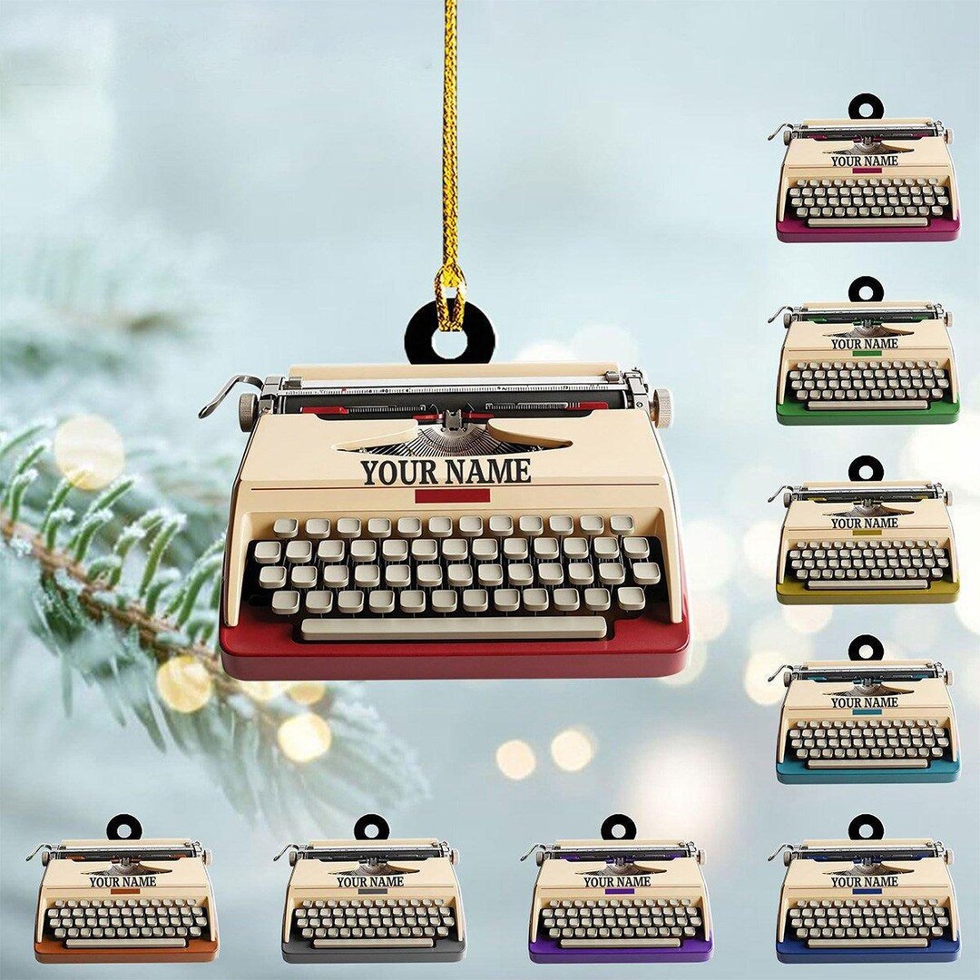 Personalized Typewriter Christmas Ornament, Author Writer Ornament ...