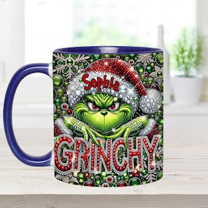 Personalized Grinch 3D Effect Accent Mug, Inflated Whoville Mug, Funny ...