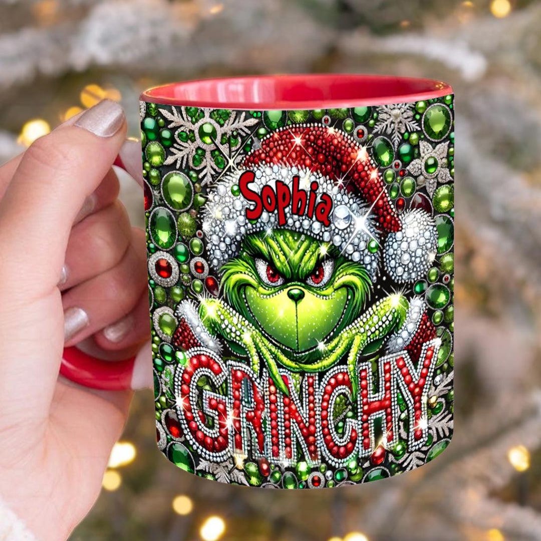 Personalized Grinch 3D Effect Accent Mug, Inflated Whoville Mug, Funny ...