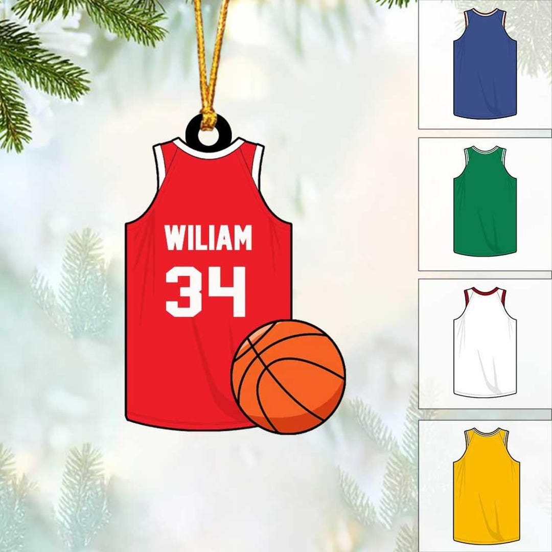 Personalized Basketball Christmas Ornament, Basketball Jersey Ornament ...