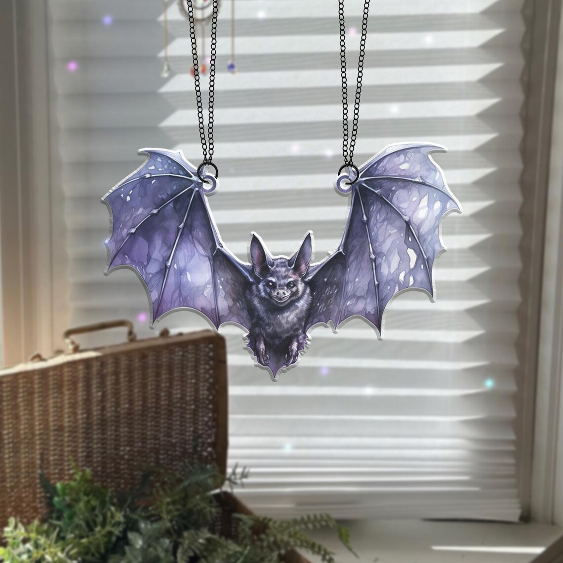 Gothic Bat Suncatcher, Stained Glass Bat Acrylic Suncatcher, Spooky Bat ...