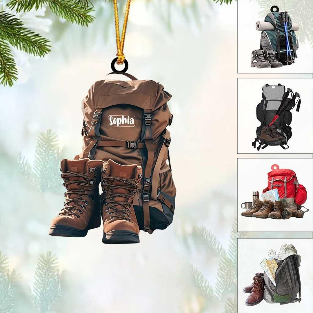Personalized Hiking Christmas Ornament, Hiking Bag Ornament, Xmas Gift ...