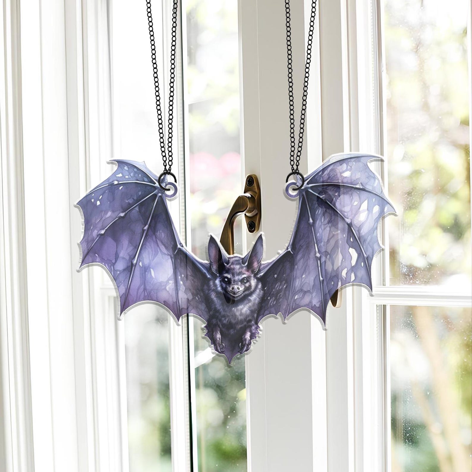 Gothic Bat Suncatcher, Stained Glass Bat Acrylic Suncatcher, Spooky Bat ...