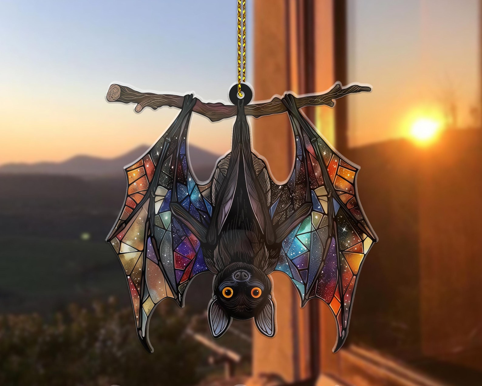 Gothic Bat Suncatcher, Stained Glass Bat Acrylic Suncatcher, Spooky Bat ...