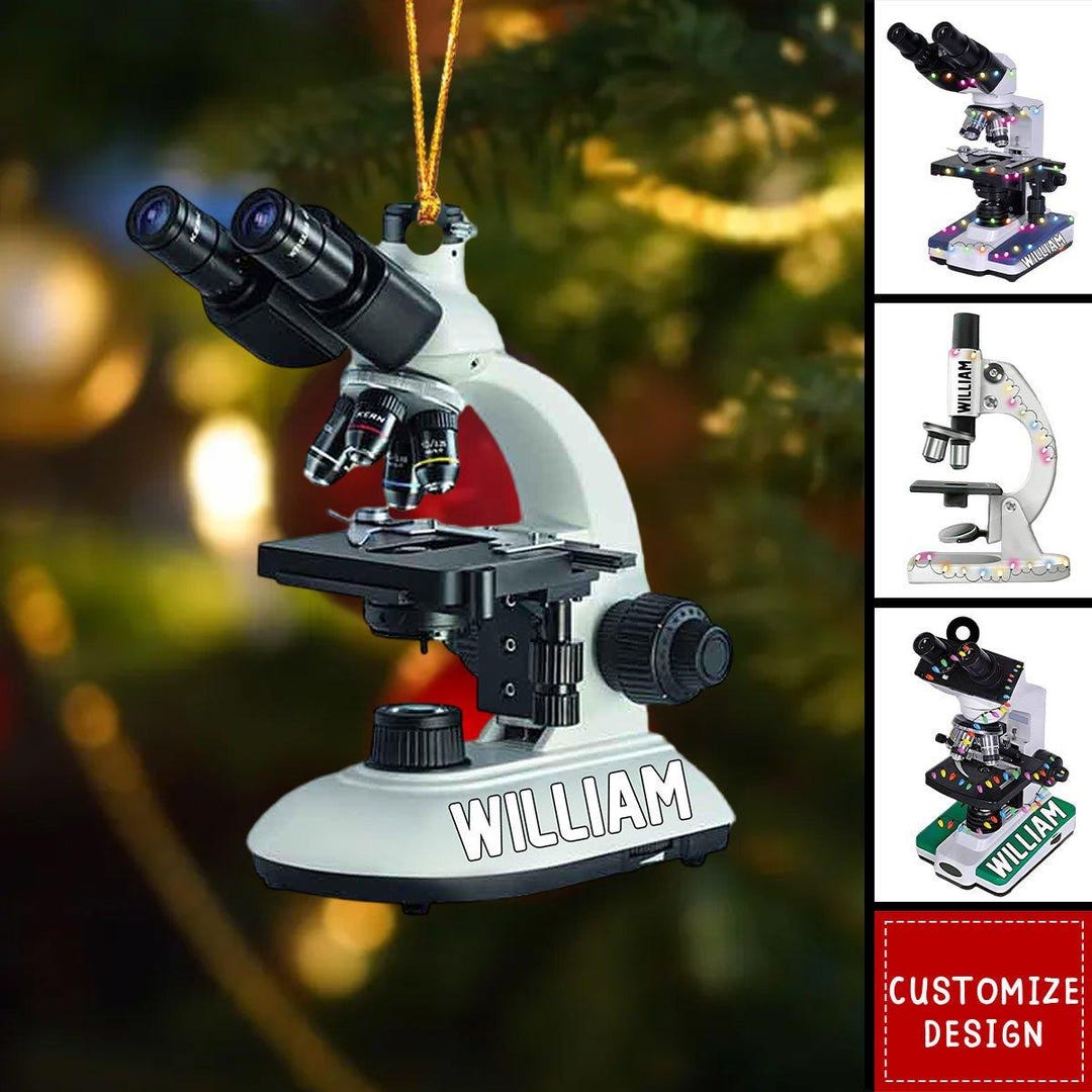 Personalized Medical Microscope Christmas Ornament, Microscope Ornament ...