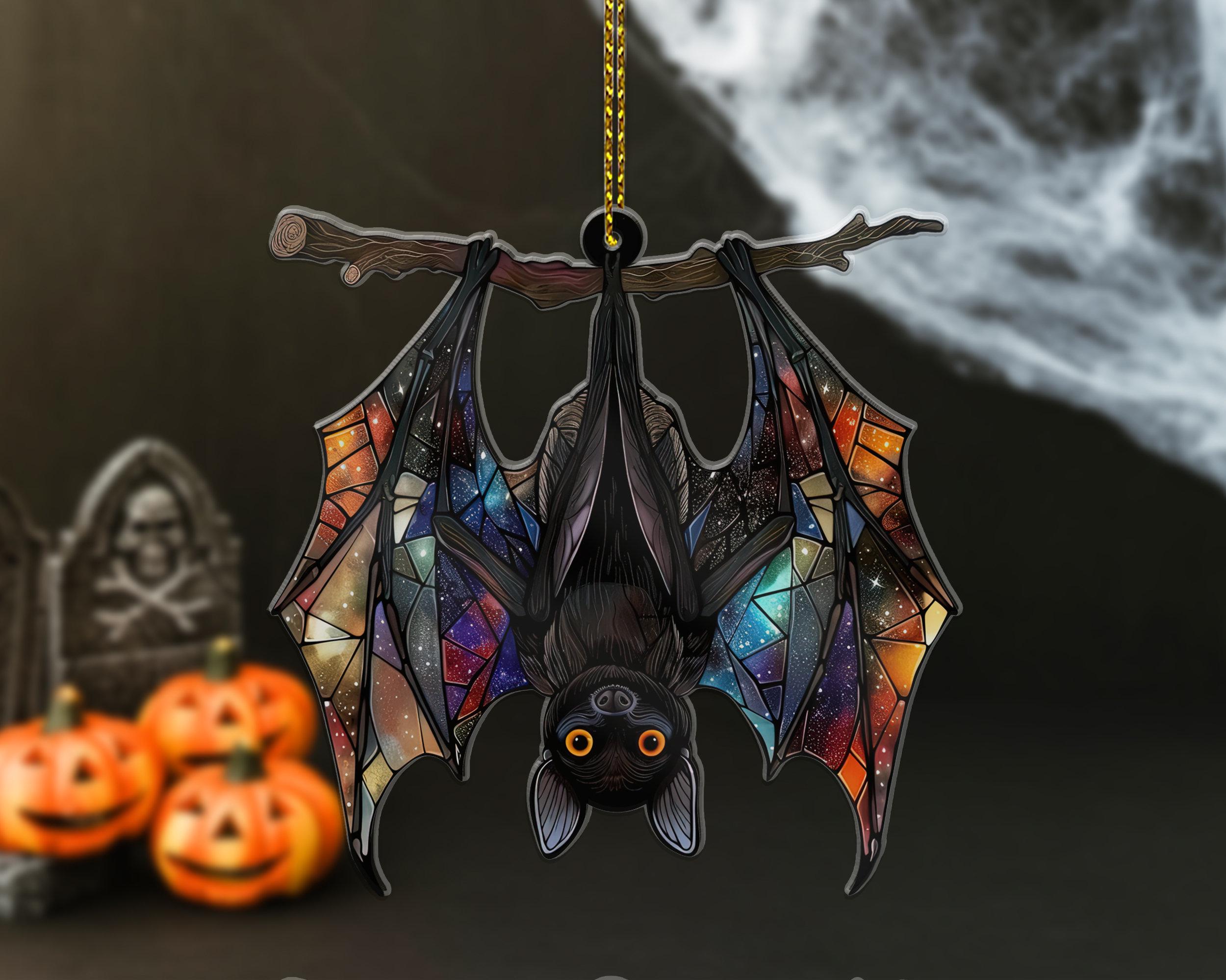 Gothic Bat Suncatcher, Stained Glass Bat Acrylic Suncatcher, Spooky Bat ...