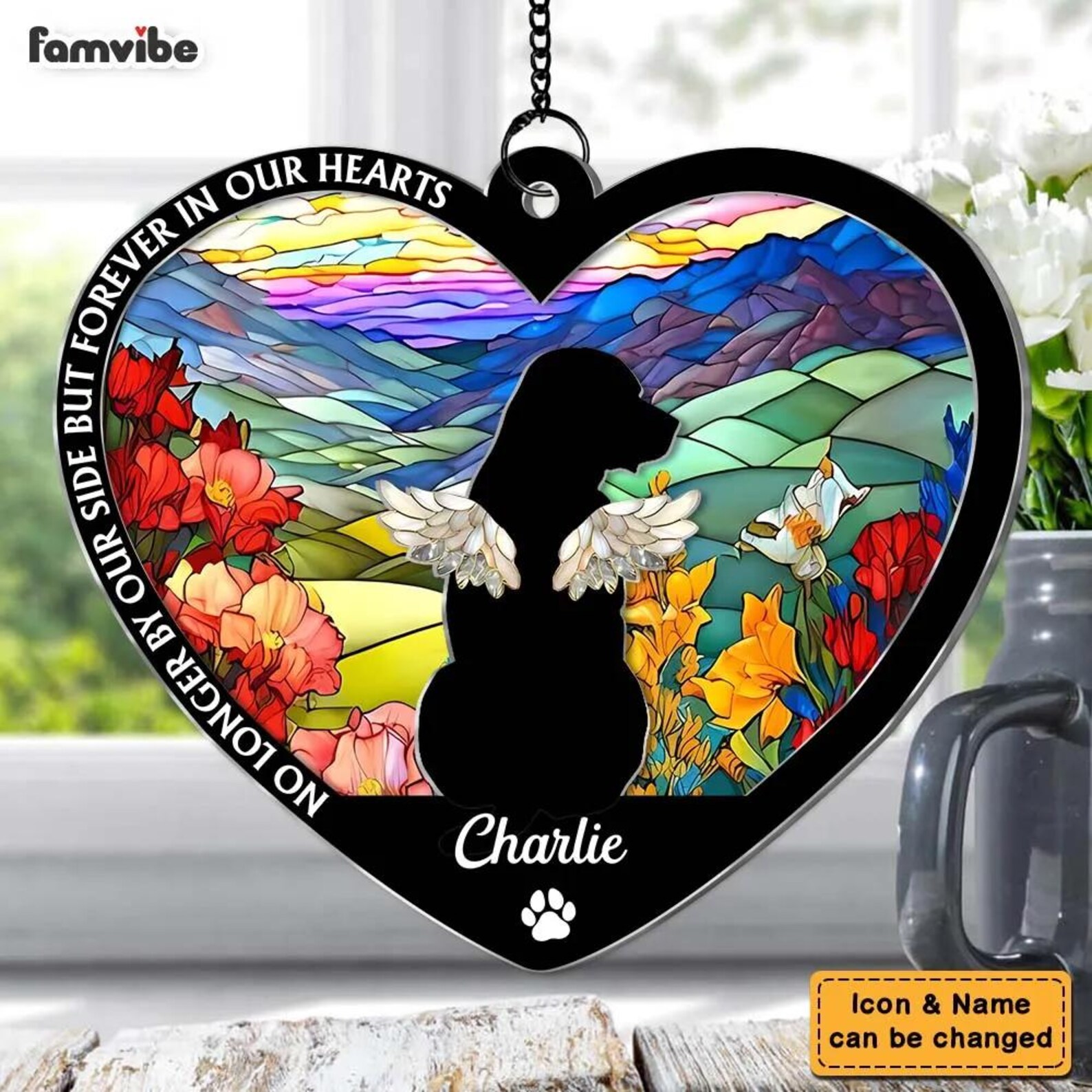 Personalized Pet Memorial Gift, Custom Dog Memorial Suncatcher, Dog ...