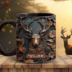 Personalized Stunning Deer Mug, 3D Embossed Effect Deer Hunting Mug for ...