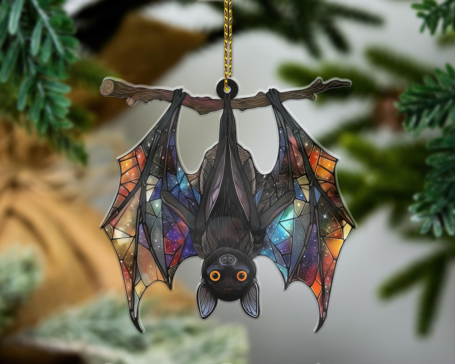 Gothic Bat Suncatcher, Stained Glass Bat Acrylic Suncatcher, Spooky Bat ...