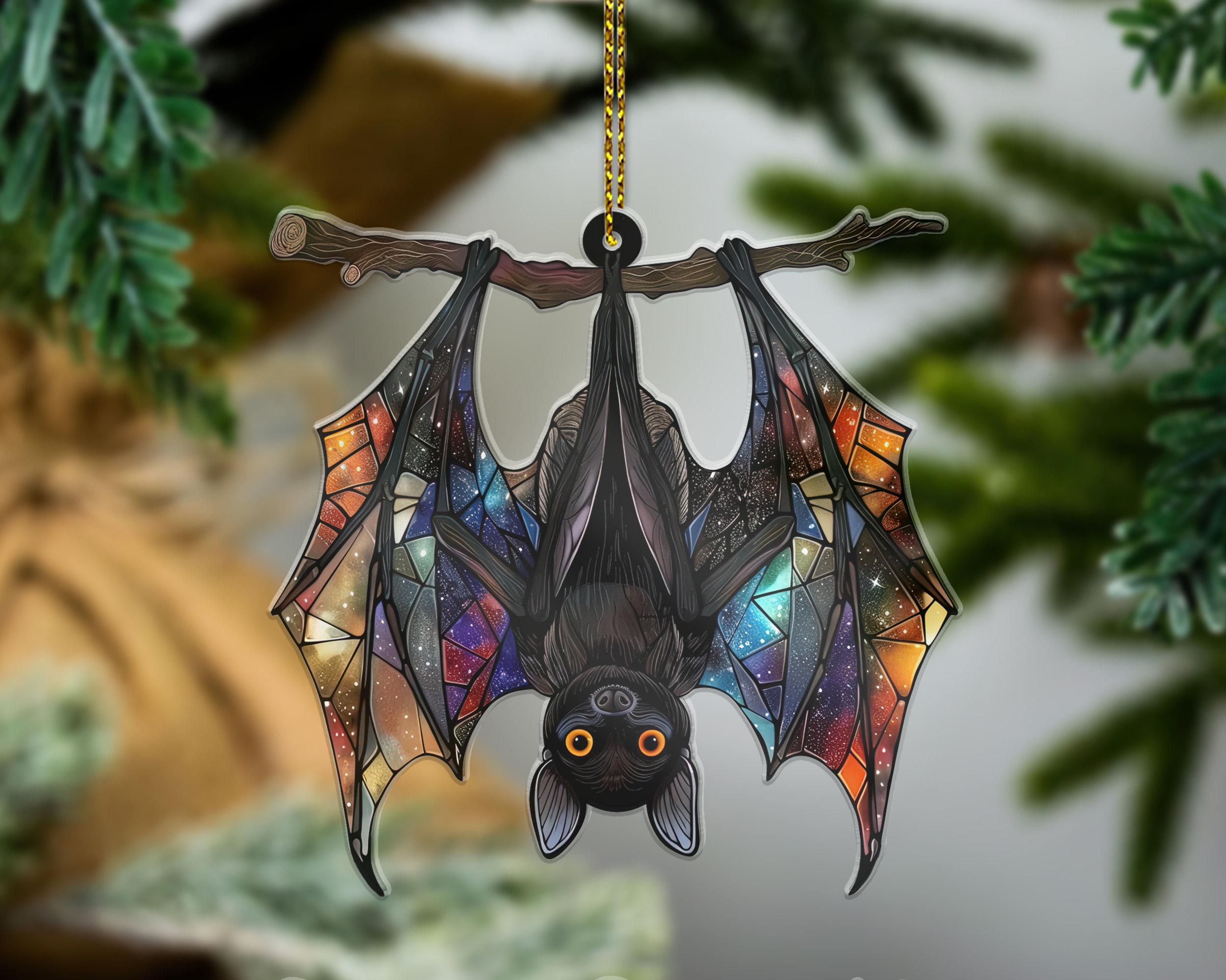 Gothic Bat Suncatcher, Stained Glass Bat Acrylic Suncatcher, Spooky Bat ...