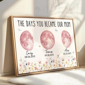Personalized Moon Phase by Date Frame Canvas, Custom Mom and Kids Moon ...
