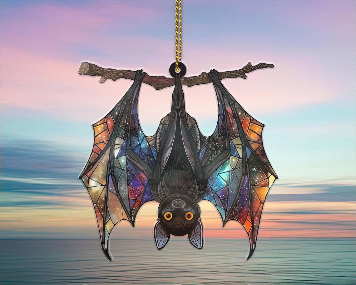 Gothic Bat Suncatcher, Stained Glass Bat Acrylic Suncatcher, Spooky Bat ...