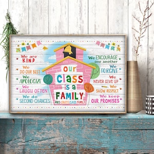 Our Class is A Family Printable, Teacher Bulletin Board, Classroom ...