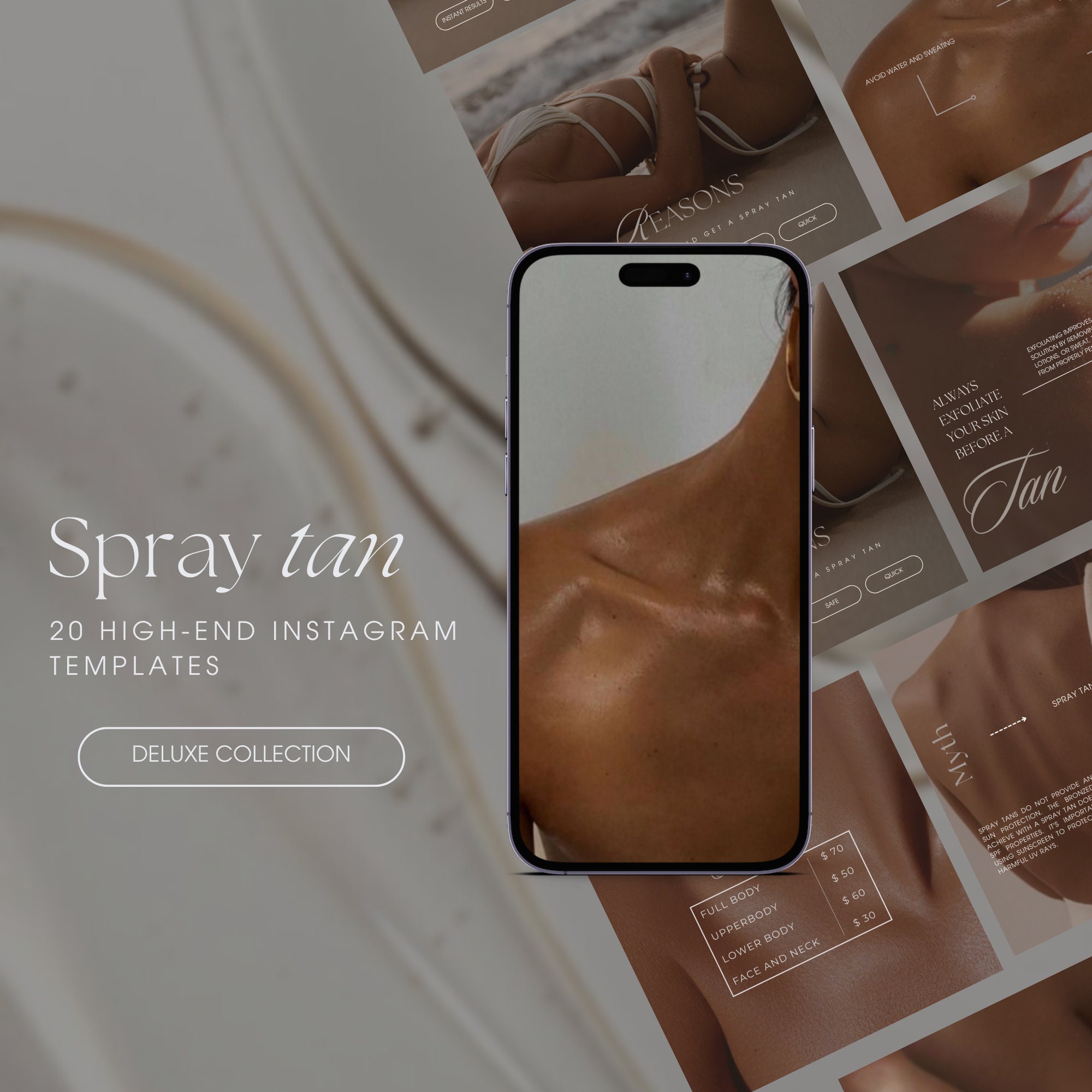 20 Deluxe Spray Tan Instagram Templates Spray Tanning Posts - Etsy