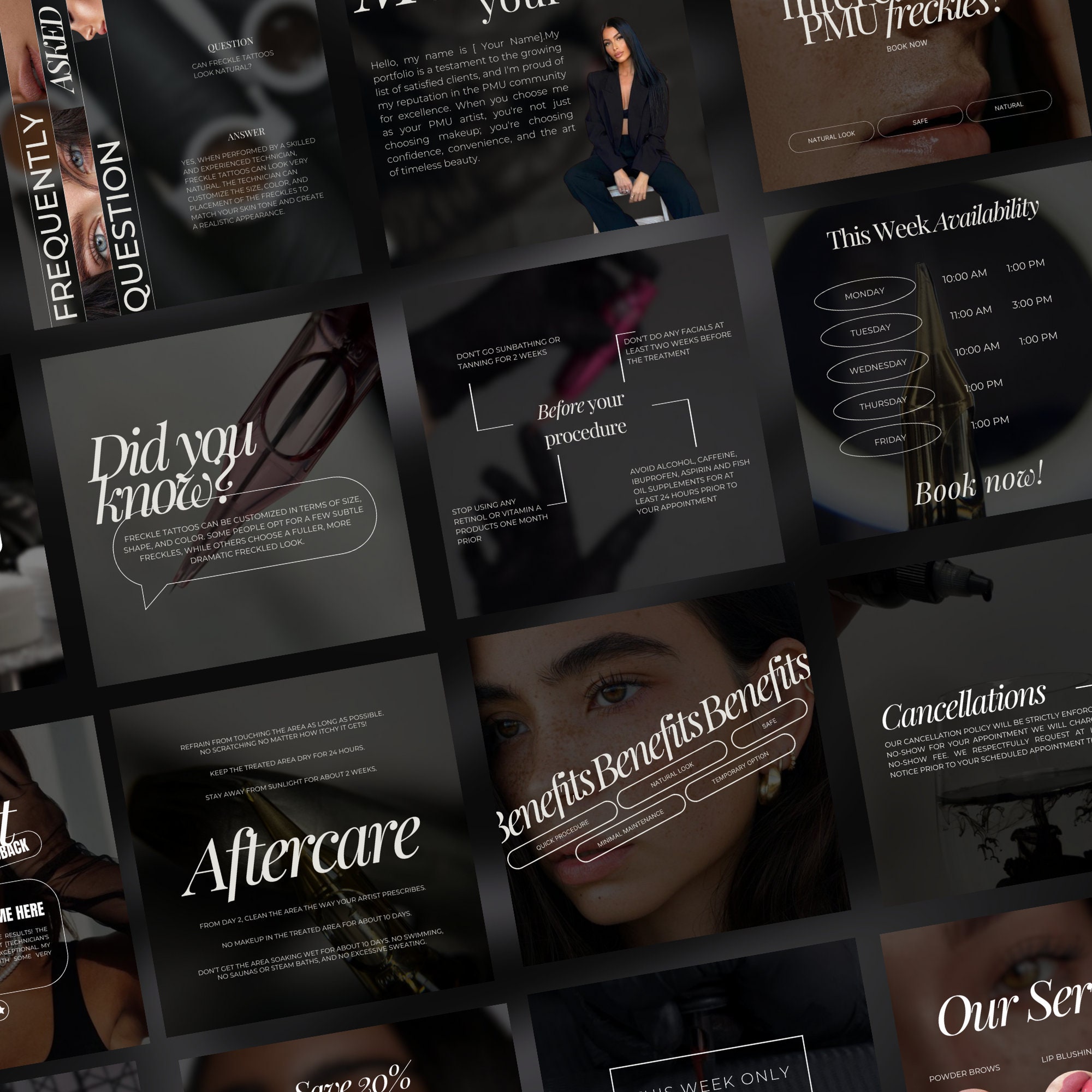 Freckles Tattoo Instagram Template PMU Instagram Template Pmu ...