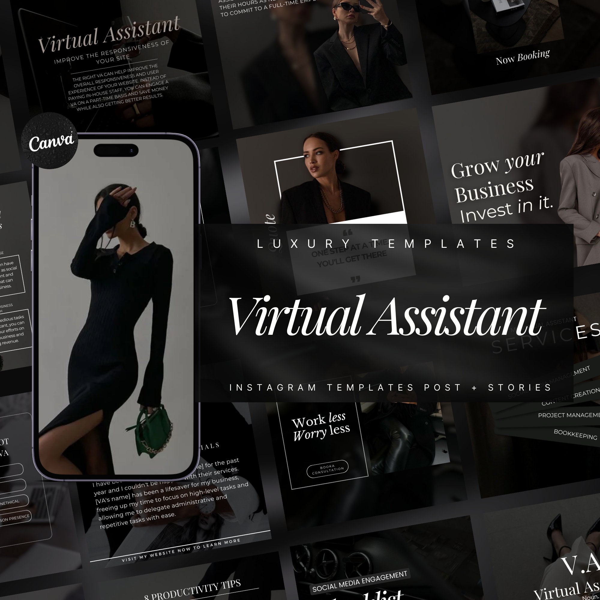 Virtual Assistant Instagram Templates Business Coach - Etsy