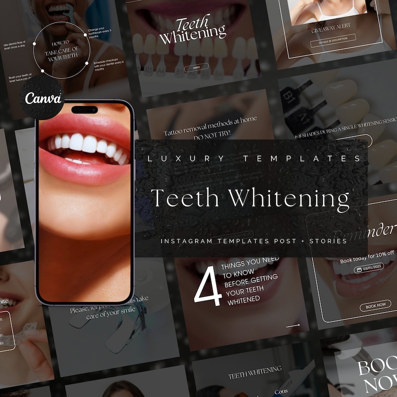 100 Teeth Whitening Instagram Templates LED Teeth Whitening - Etsy
